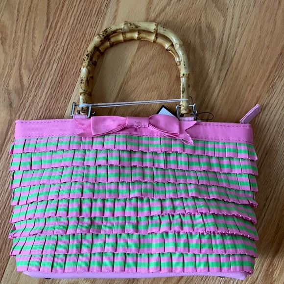Braciano | Bags | Braciano Ribbon Handbag With Bamboo Style Handles ...